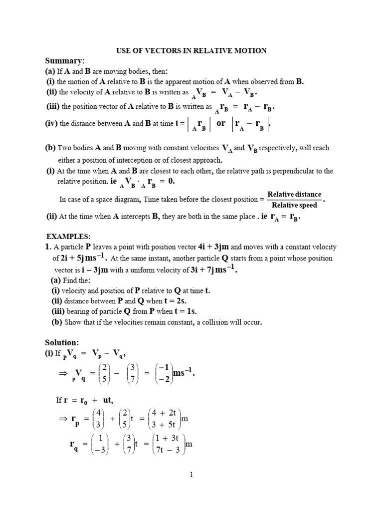 Volume 6 Relative Motion | PDF | Velocity | Euclidean Vector