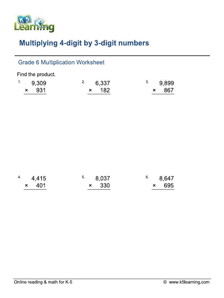 Multiplication 4x3 Digit | PDF