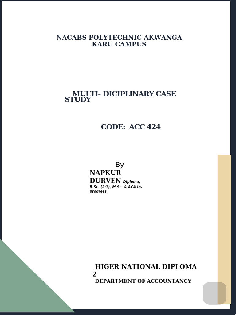 Cover Page - Multi Deciplinary Case Study | PDF
