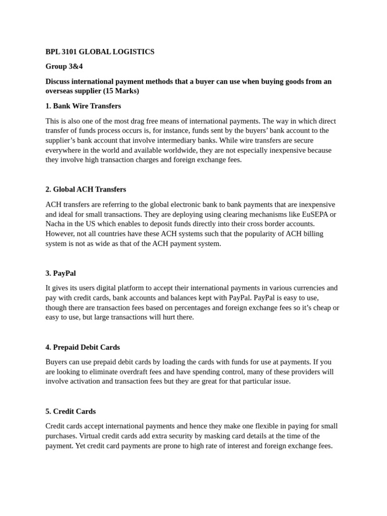 International Payment Methods Overview | PDF | Credit Card | Payments