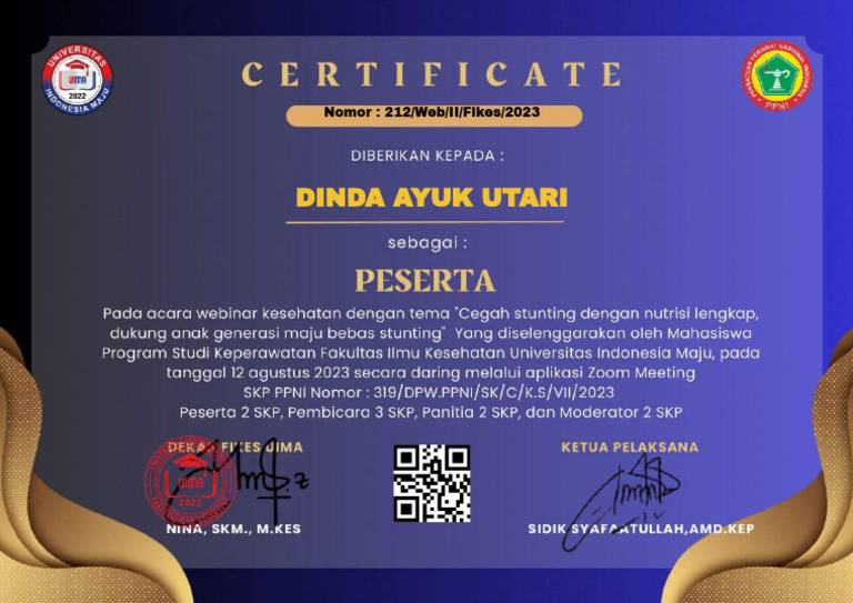 Sertifikat Dinda Ayuk Utari | PDF