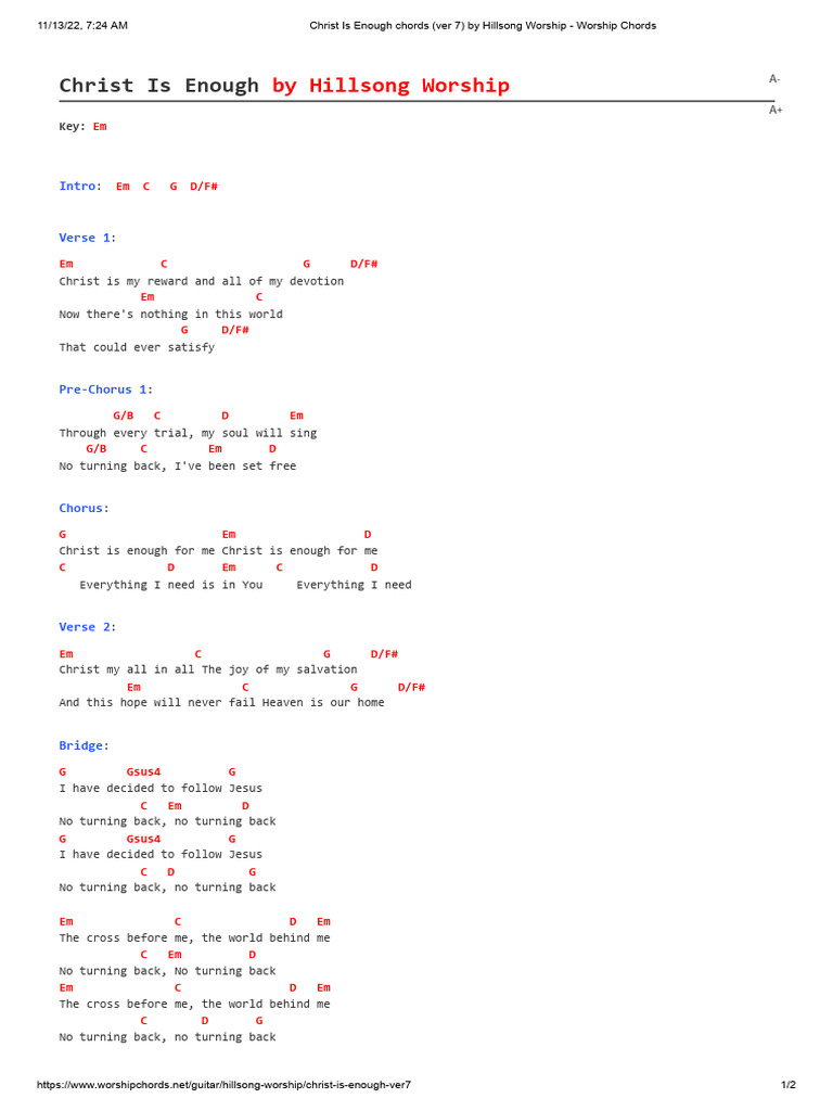 Christ Is Enough Chords by Hillsong | PDF