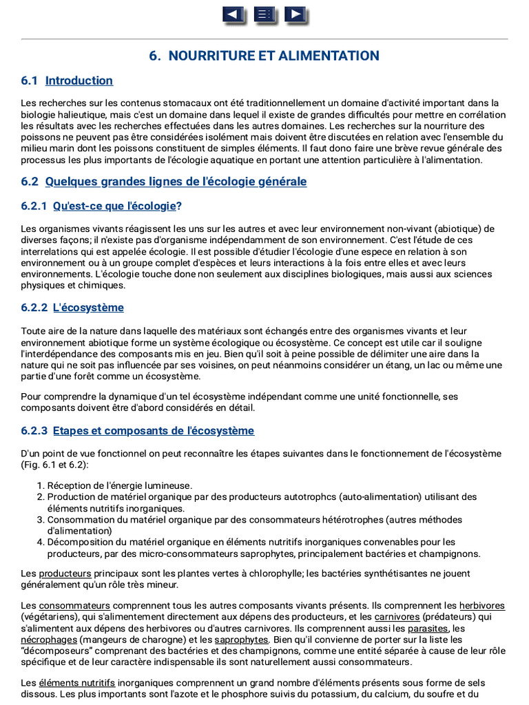Nourriture Et Alimentation: 6.1 Introduction | PDF | Réseau trophique ...