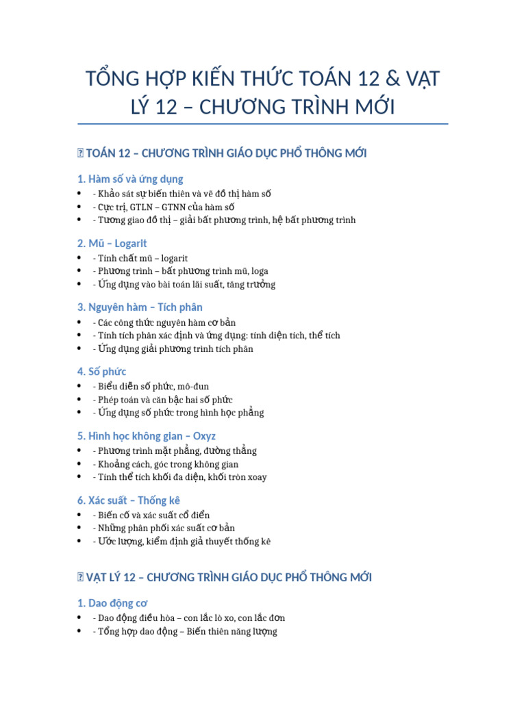 Tong_Hop_Kien_Thuc_Toan_Vat_Ly_12 | PDF