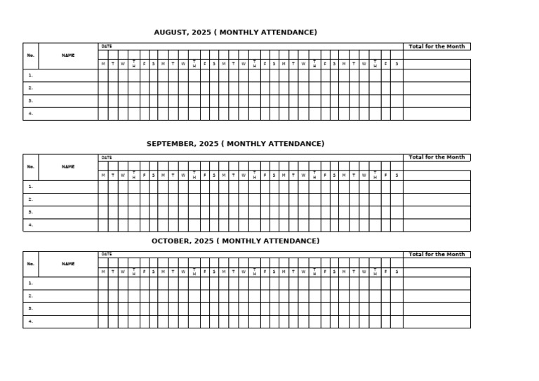 Monthly Attendance Tracker | PDF