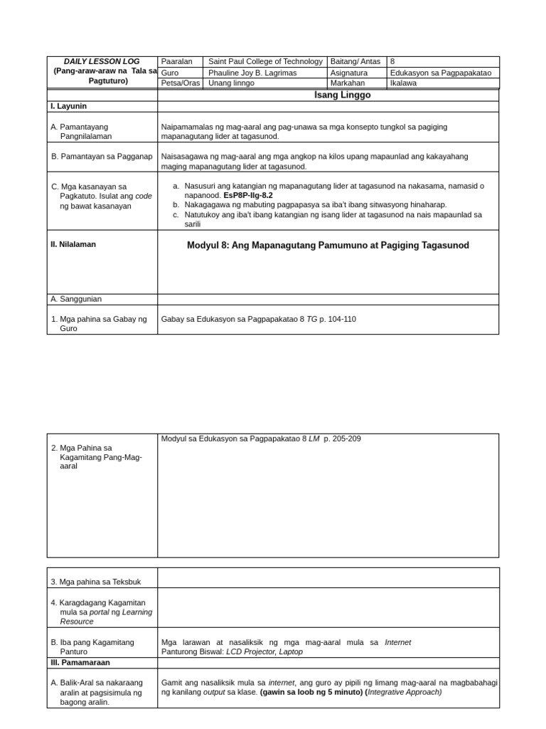 ESP 8 Q2 Module 1 | PDF