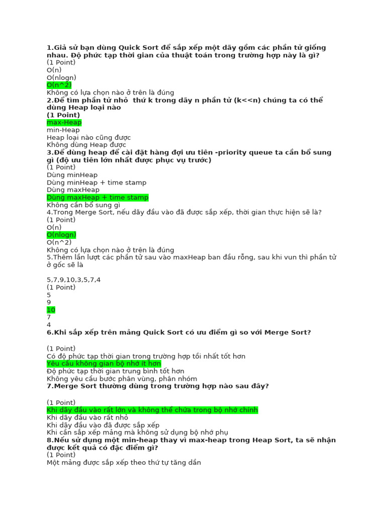 Quiz Sap Xep 2 | PDF