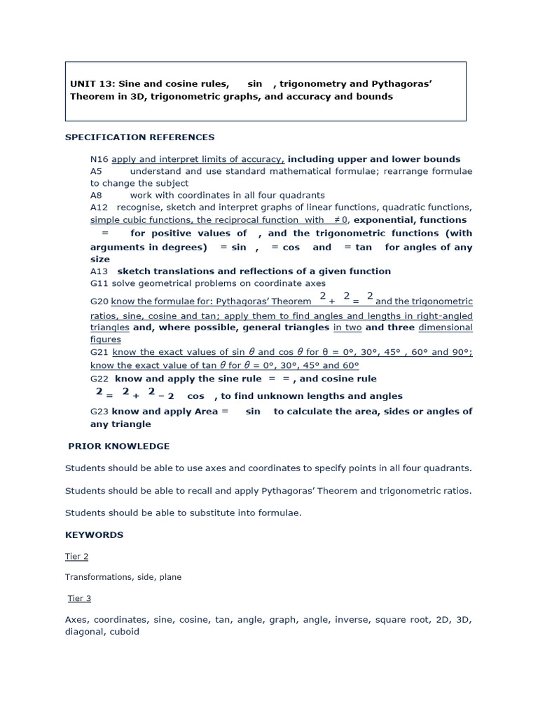 Year 11 Maths Higher Autumn 1 | PDF | Trigonometric Functions ...