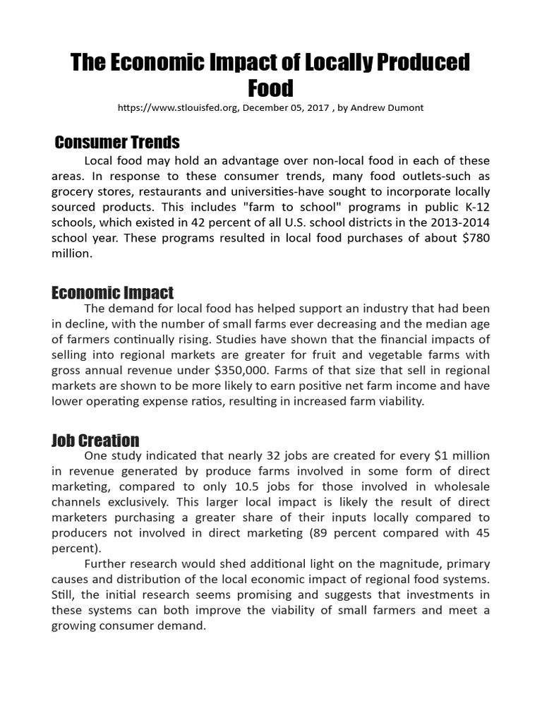 Economic Impact of Local Products, AMC | PDF