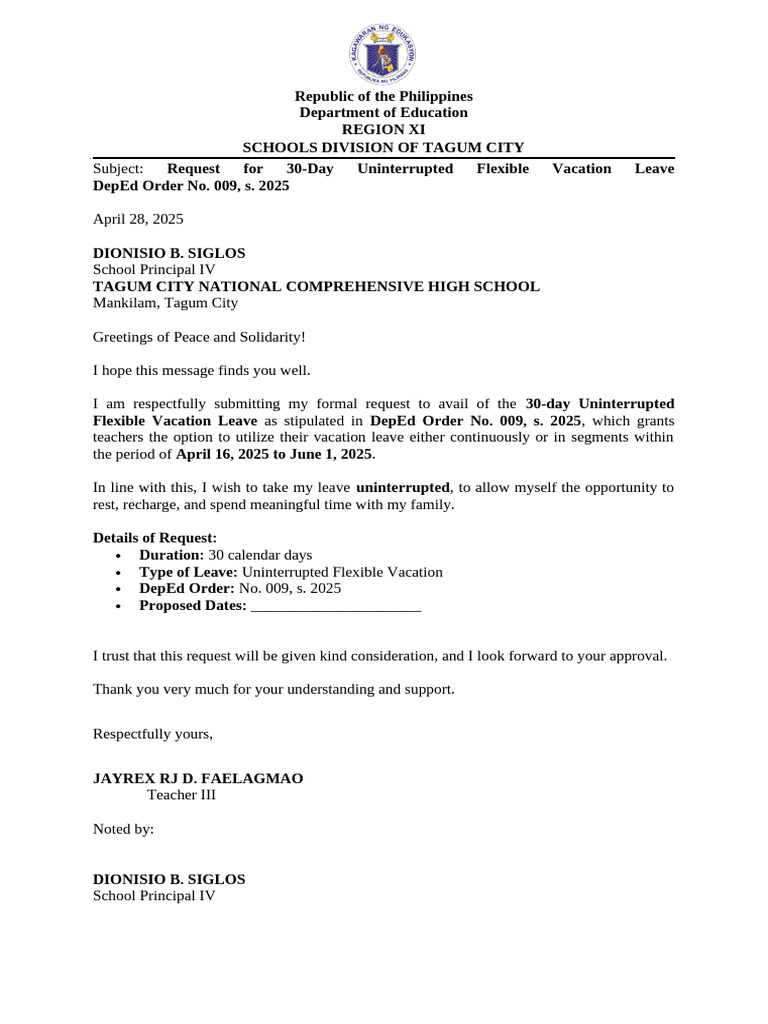 Flexi Vacation - Request | PDF