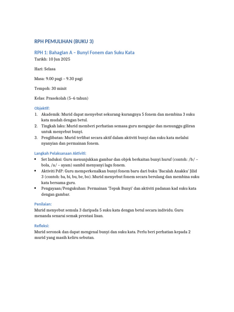 Rph Pemulihan Buku 1 | PDF