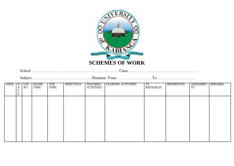 Work Scheme Template for Educators | PDF