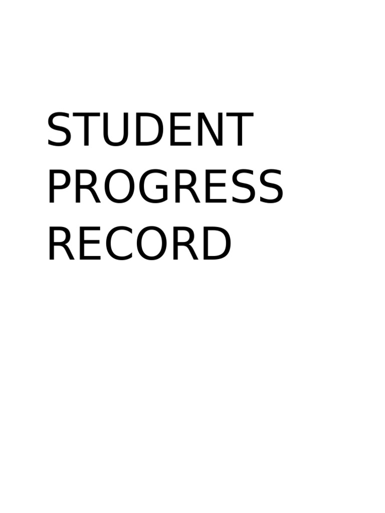 Student Progress Record | PDF