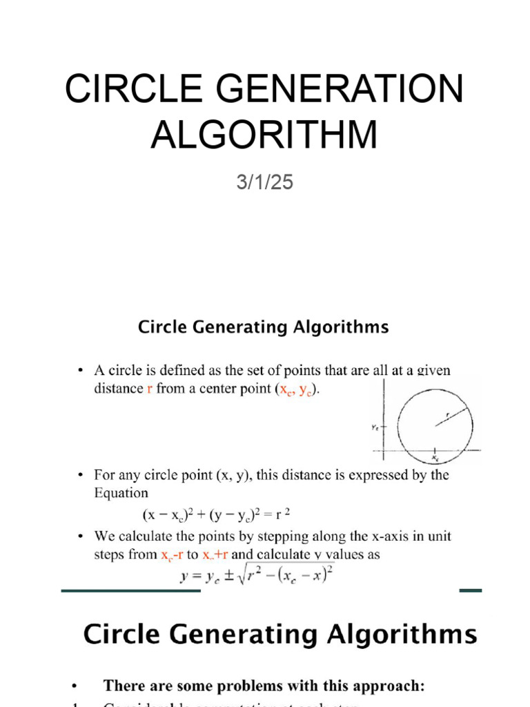 Circle Generation Algorithm | PDF
