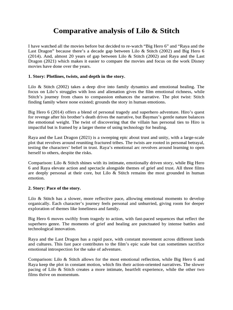 Lilo & Stitch - Comparative Analysis | PDF | Hero