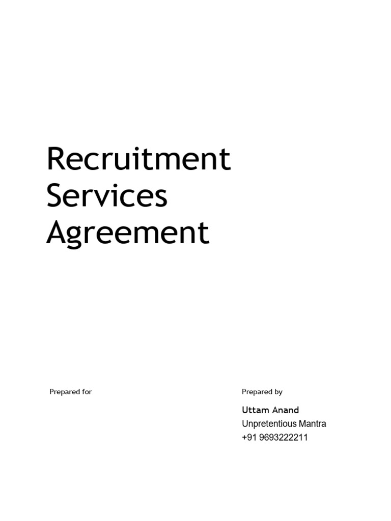 Recruitment Services Agreement Template | PDF | Indemnity | Civil Law ...