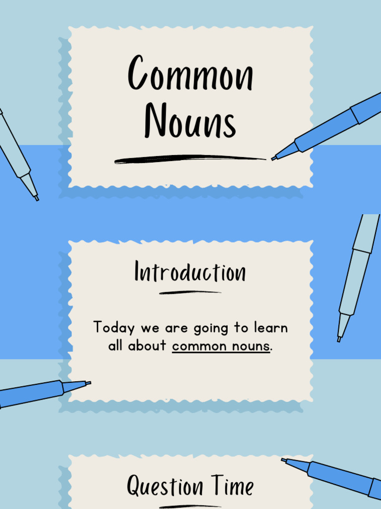Common Nouns Presentation in Blue White Bold Style | PDF