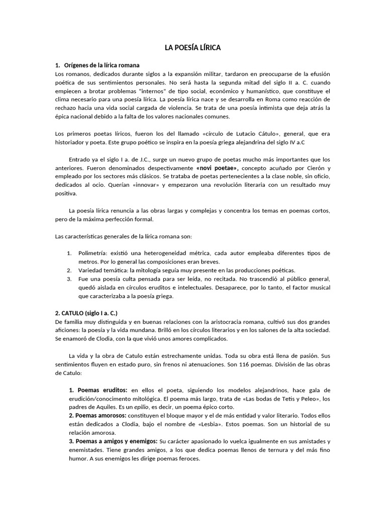 04 La Poesía Lírica | PDF | Horacio | Poesía