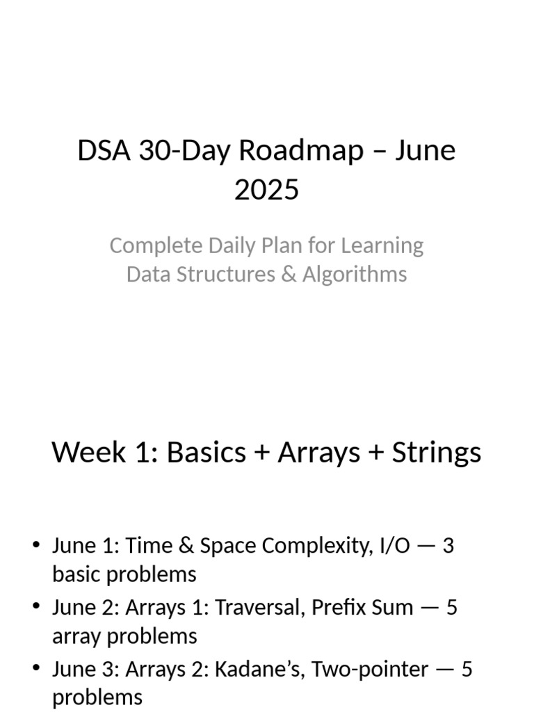 DSA 30 Day Roadmap June 2025 | PDF