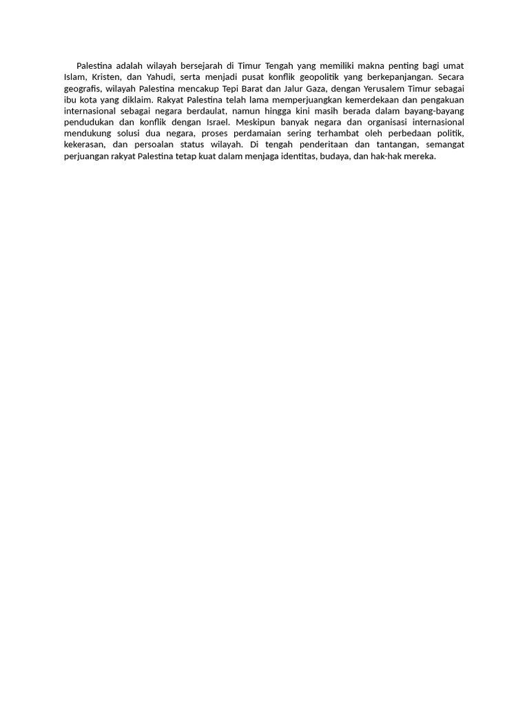 Sejarah dan Perjuangan Palestina | PDF