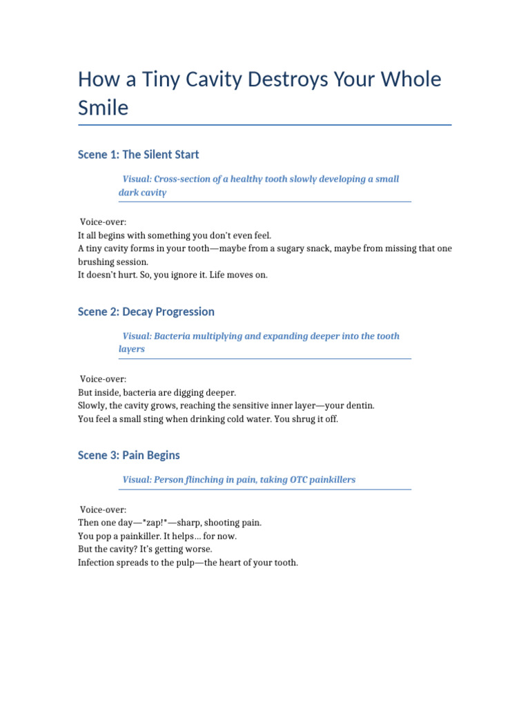 Tiny Cavity Destroys Smile Script | PDF | Tooth | Dentistry