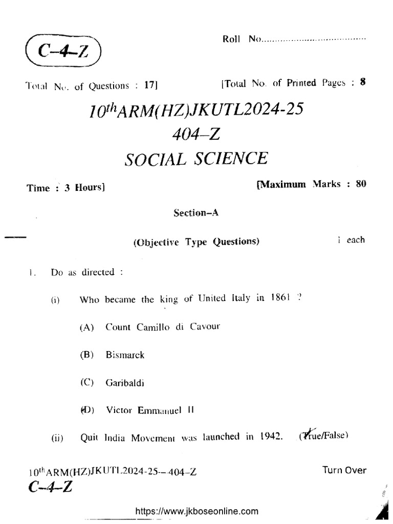 Jk Bose Class 10 Social Science 404 z 2025 | PDF