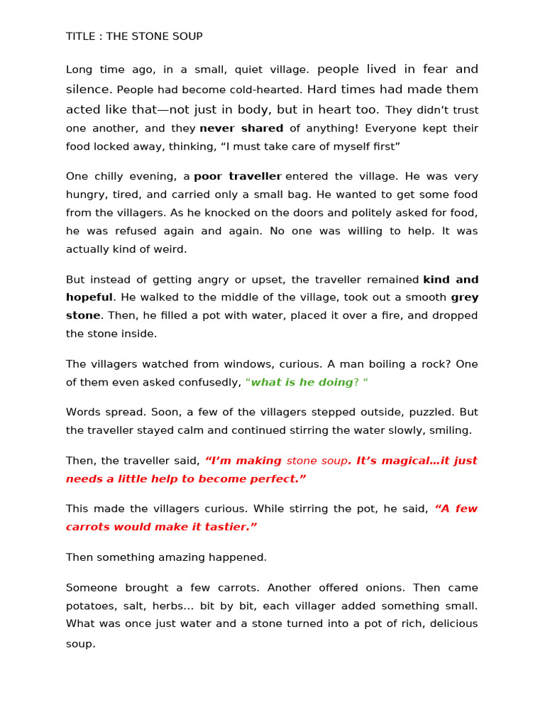 The Stone Soup - Storytelling | PDF