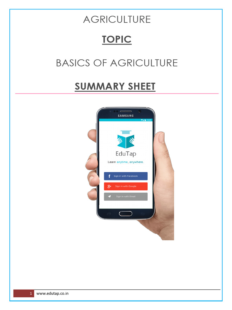 Basics of Agriculture Overview | PDF | Tillage | Irrigation