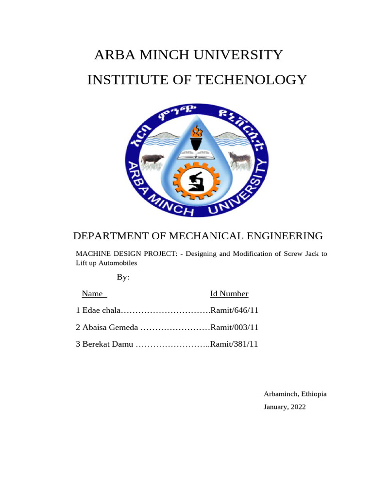 Arba Minch Universit Eab | PDF | Mechanical Engineering