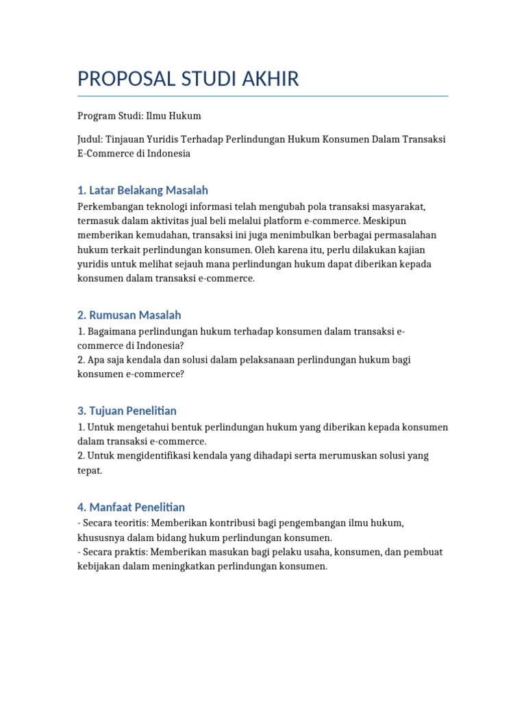 Proposal Studi Akhir Ilmu Hukum | PDF