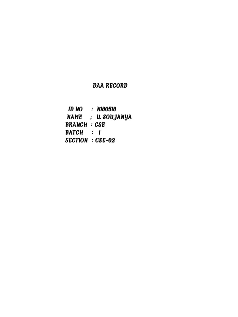 Daa Lab Programs n180518 | PDF