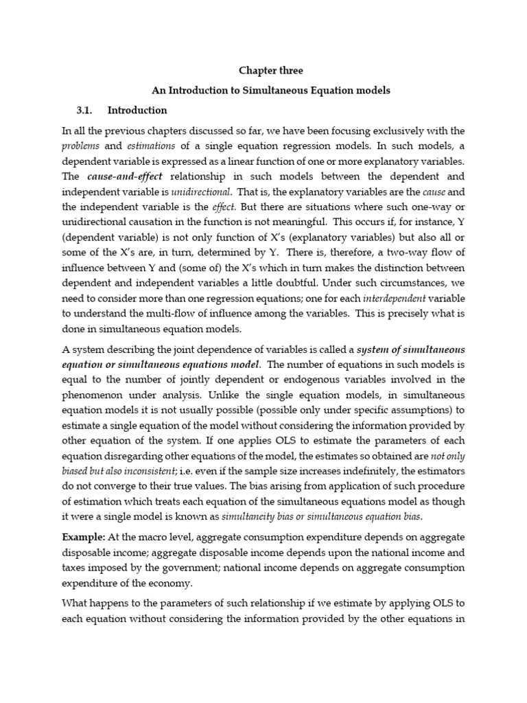 Chapter Three Lecture Note | PDF | Endogeneity (Econometrics) | Linear Regression