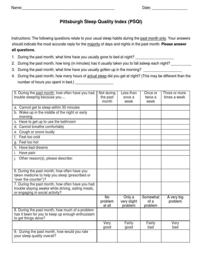 PSQI | Sleep | Science