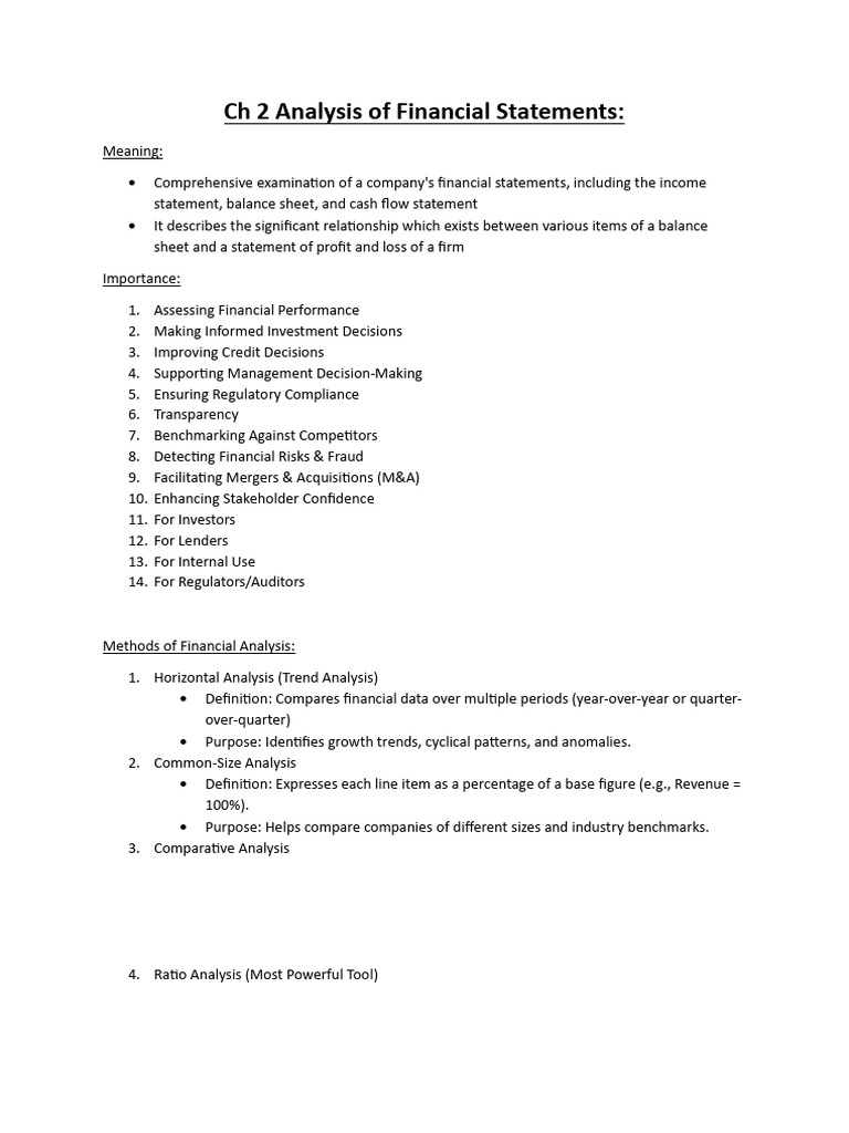 Financial Statement Analysis Overview | PDF | Banks | Income Statement