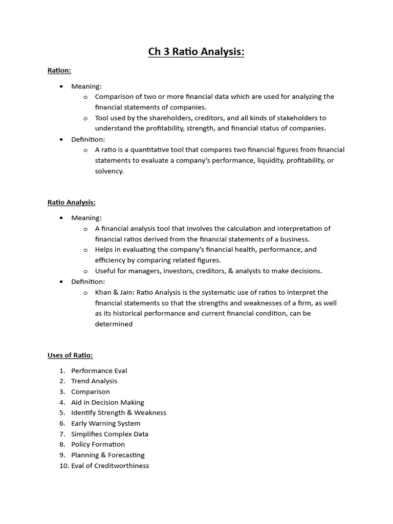 Ch 3 Ratio Analysis | PDF