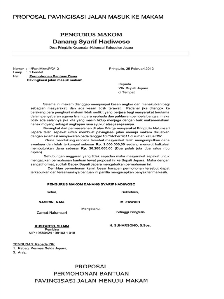 PDF Contoh Proposal Keren Proposal Pavingisasi Jalan Masuk Ke Makam Compress | PDF