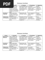 Rubrics For Performance Tasks | PDF
