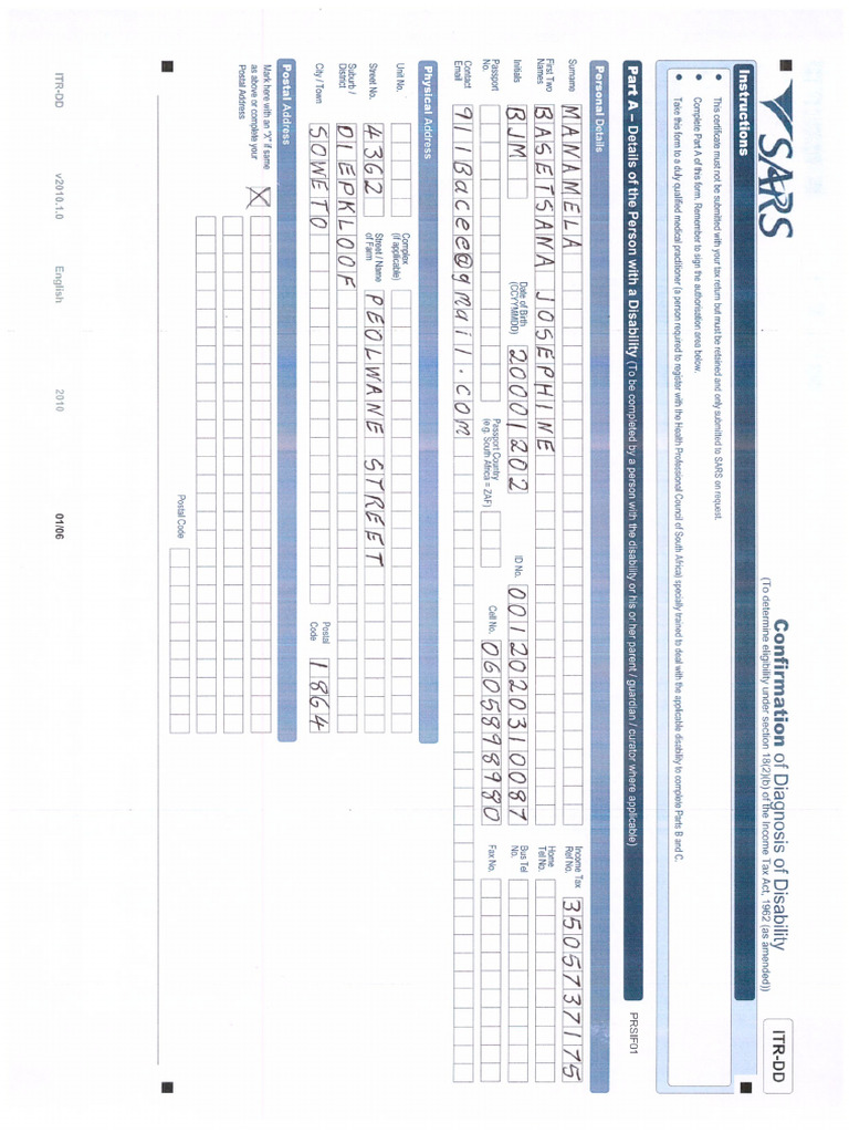 SARS Tax/disability Confirmation | PDF