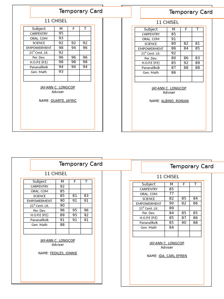 Temporary Card q1 | PDF