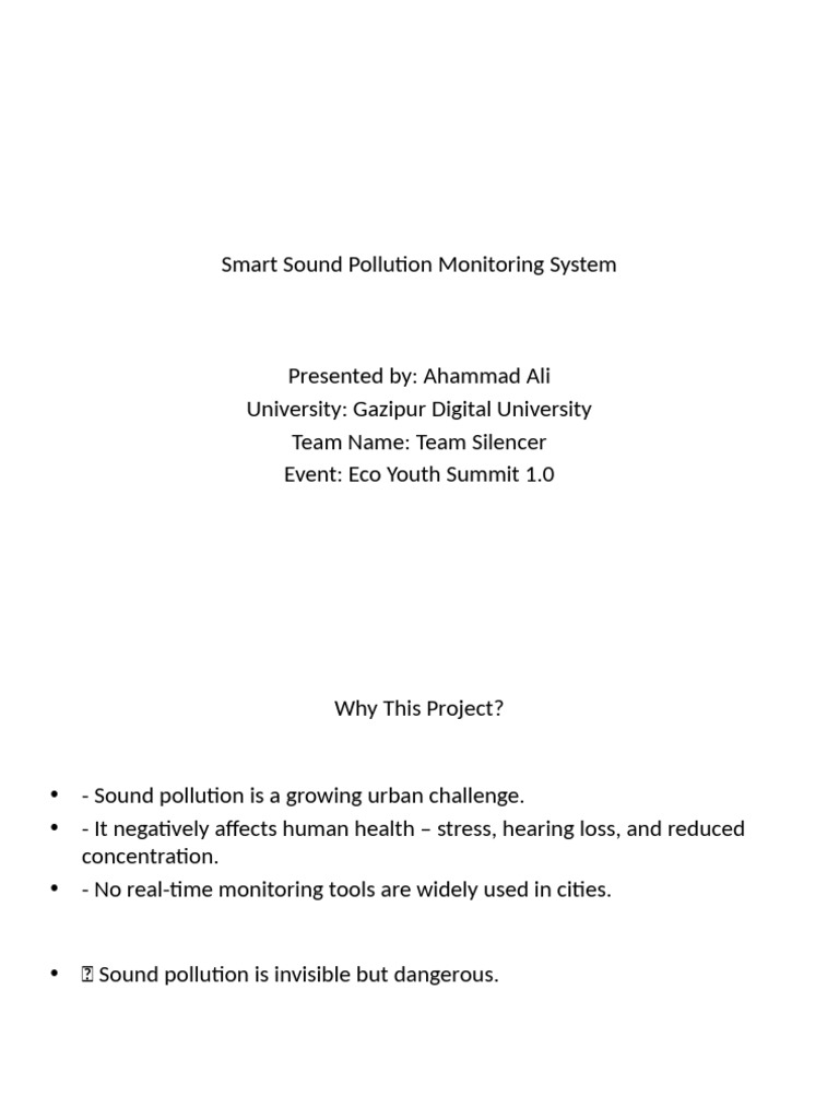 Smart Noise Pollution Monitoring System | PDF