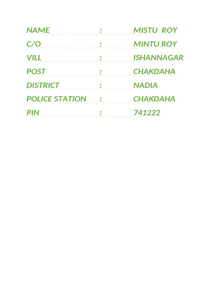 Bio Data-Mistu Roy | PDF