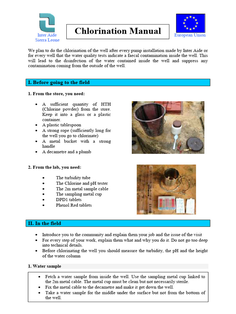 Inter Aide Chlorination Manual 2010 | PDF | Water | Water Quality