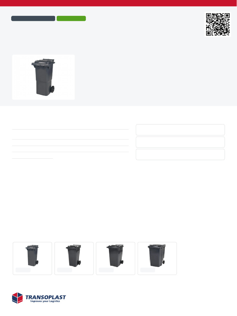 Two Wheeled 60 Litre Waste Container Grey | PDF | Litre | Waste