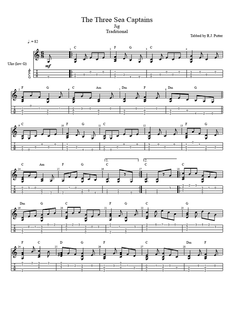 Three Sea Captains Ukulele Tab | PDF