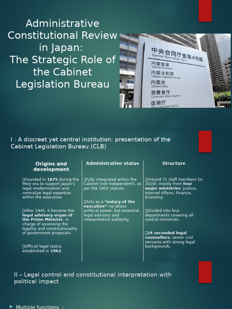 Japan's Cabinet Legislation Bureau Overview | PDF | Cabinet (Government ...