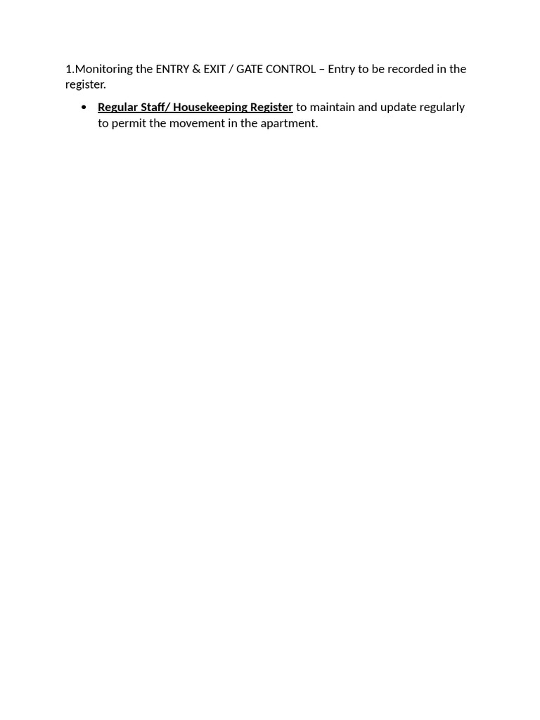 Regular Staff/ Housekeeping Register | PDF