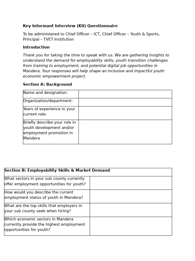 Key TVTCC Informant Interview | PDF | Employment