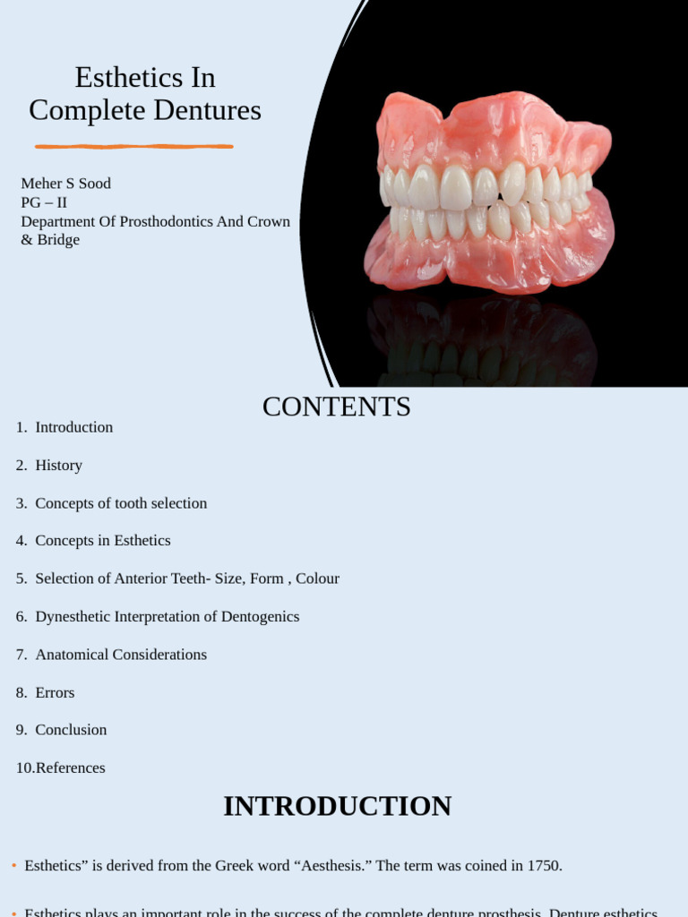 6-Esthetics in Complete Dentures | PDF | Dentures | Dentistry Branches