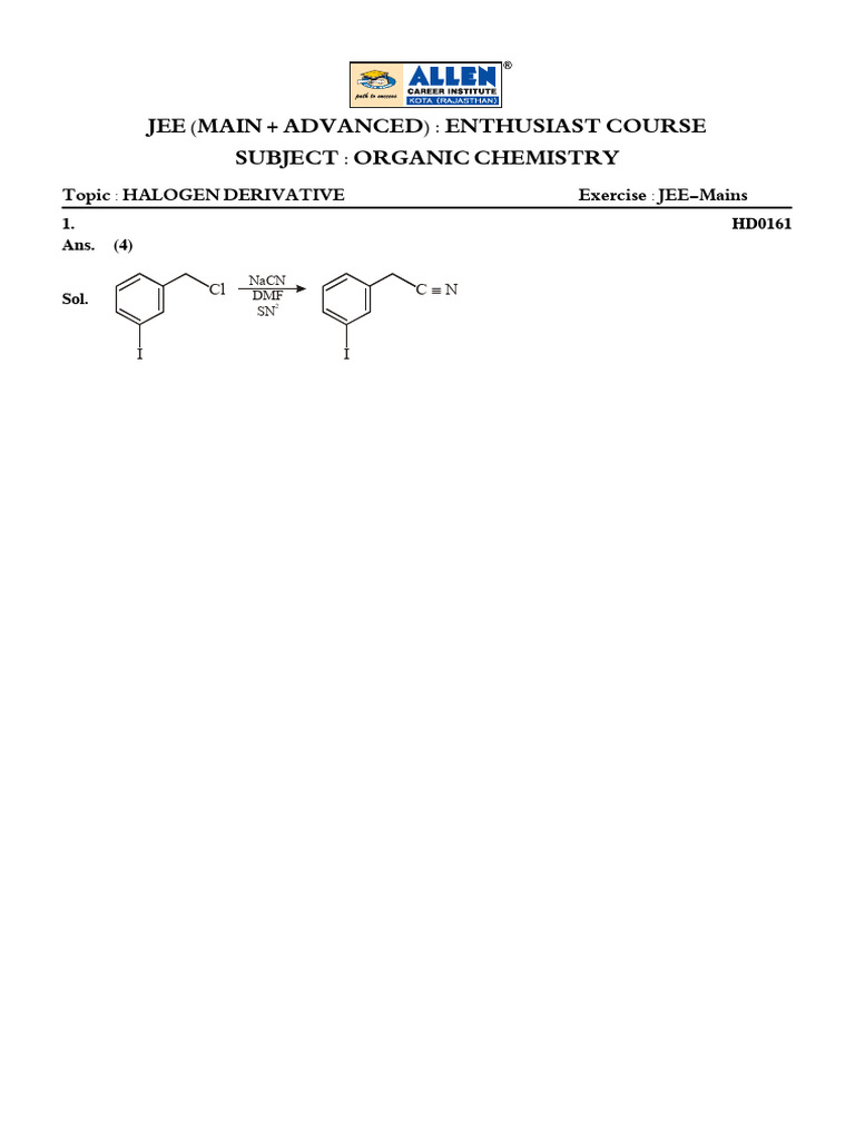 Jee (Main + Advanced) : Enthusiast Course Subject: Organic Chemistry | PDF | Chemistry | Organic ...
