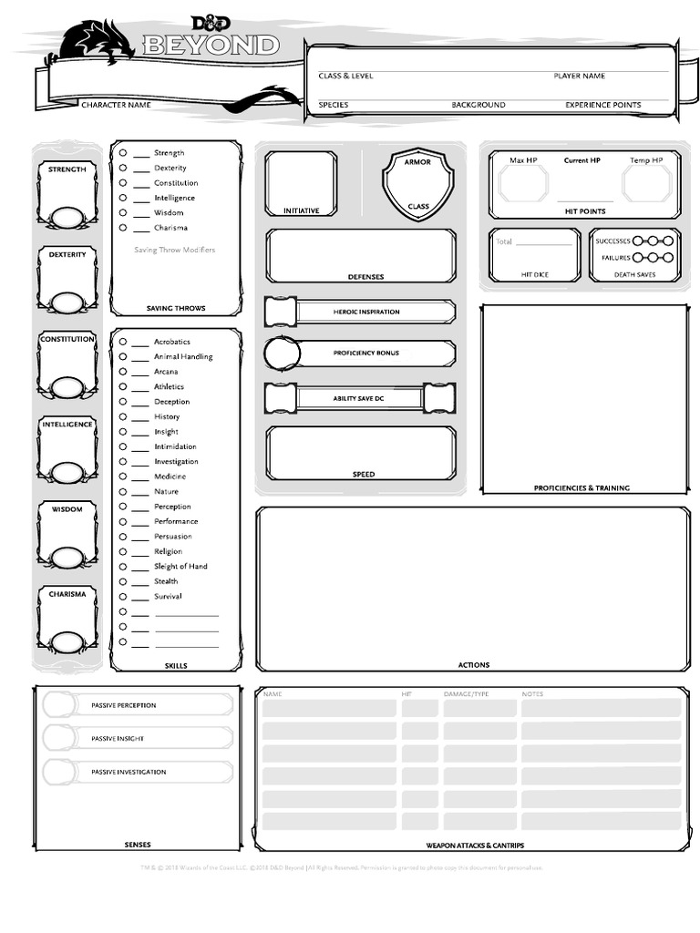 Blank 2014 Character Sheets V2 | PDF